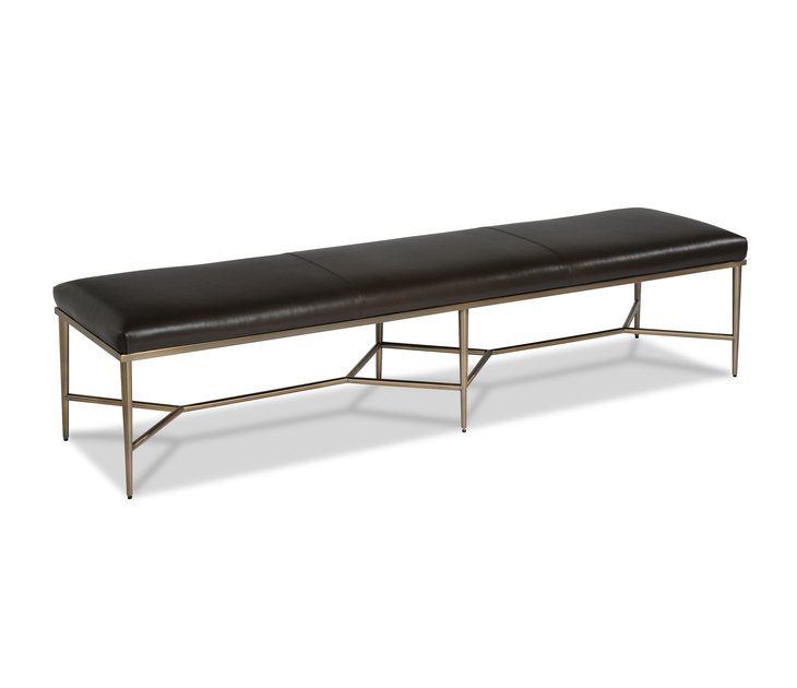 WASHINGTON LEATHER BENCH - AGED BRASS | Taylor King